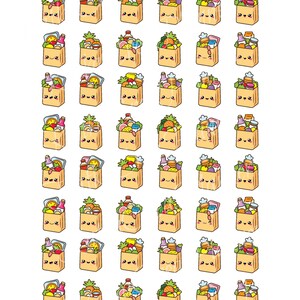Cute Printable Groceries, Kawaii Shopping Planner Stickers, Filofax ...
