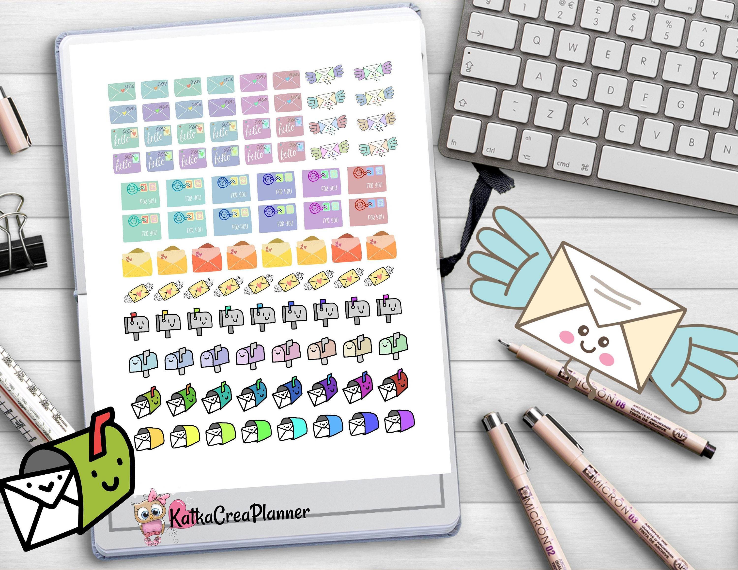 Happy Mail Printable Planner Stickers, Happy Planner Sticker Kit ...