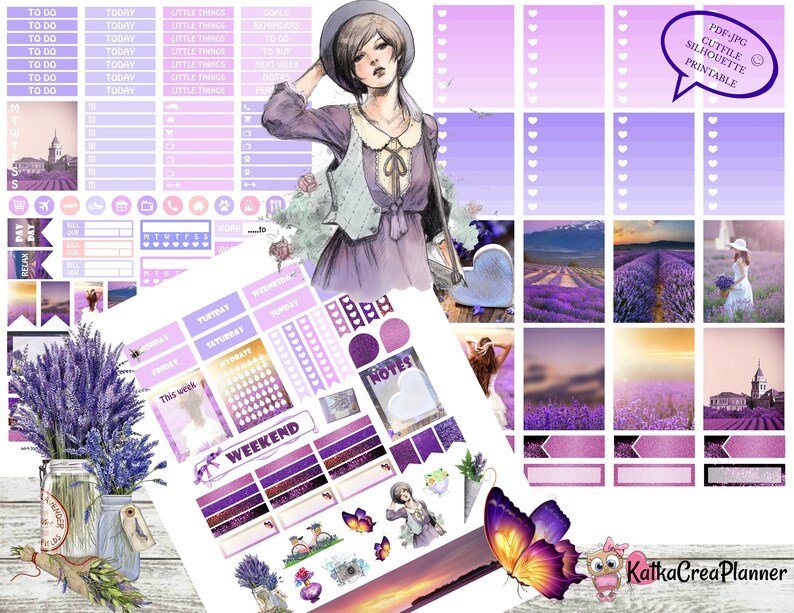 Lavender Planner Stickers Flower Stickers Planner Stickers - Etsy