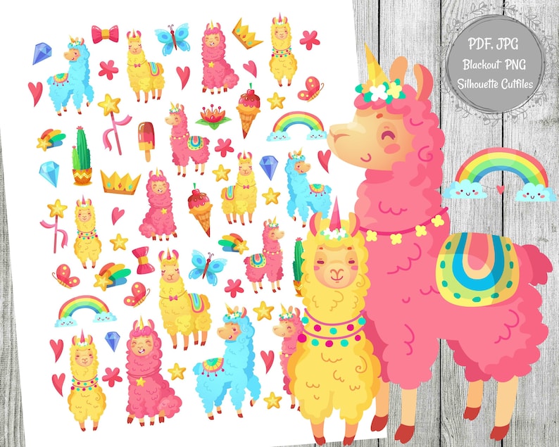 Magical Llama Printable Stickers Unicorn Planner Stickers - Etsy