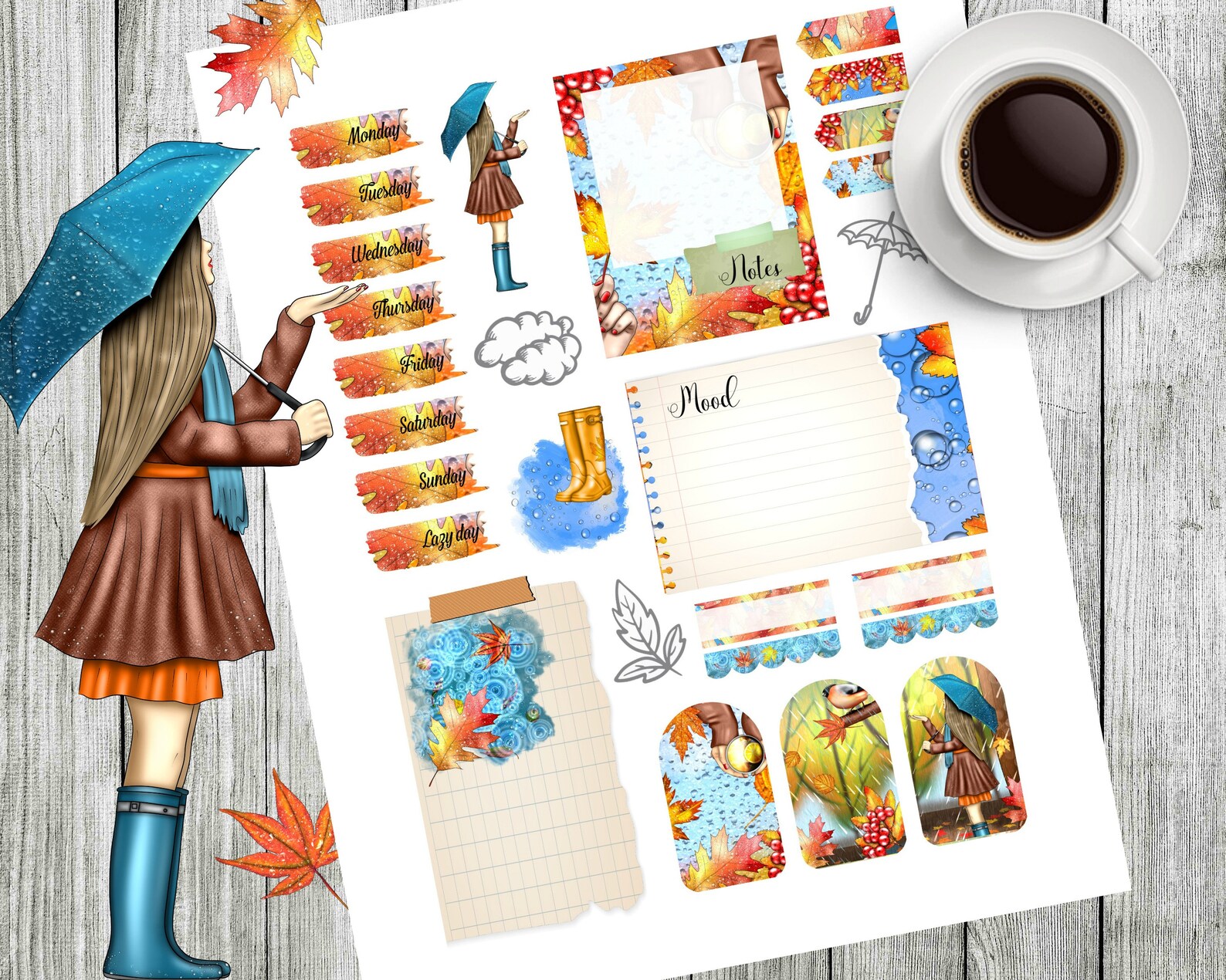 RAINY NOVEMBER Printable Journal Kit/autumn Printable Planner - Etsy