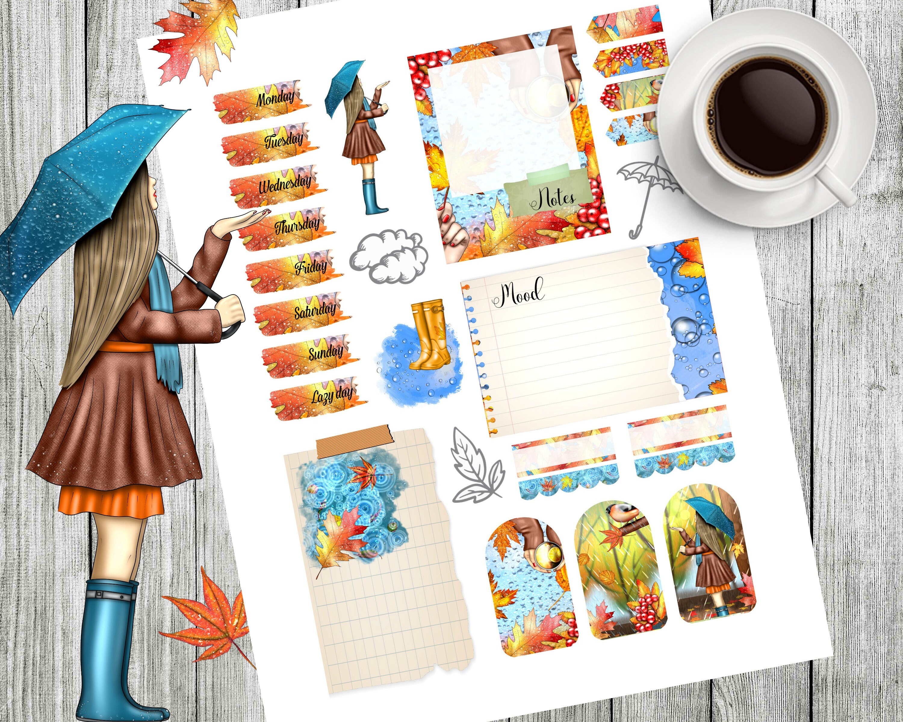 RAINY NOVEMBER Printable Journal Kit/autumn Printable Planner - Etsy