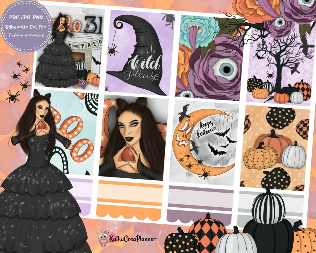 Halloween Day Printable Planner Stickers/witch Erin Condren Weekly ...