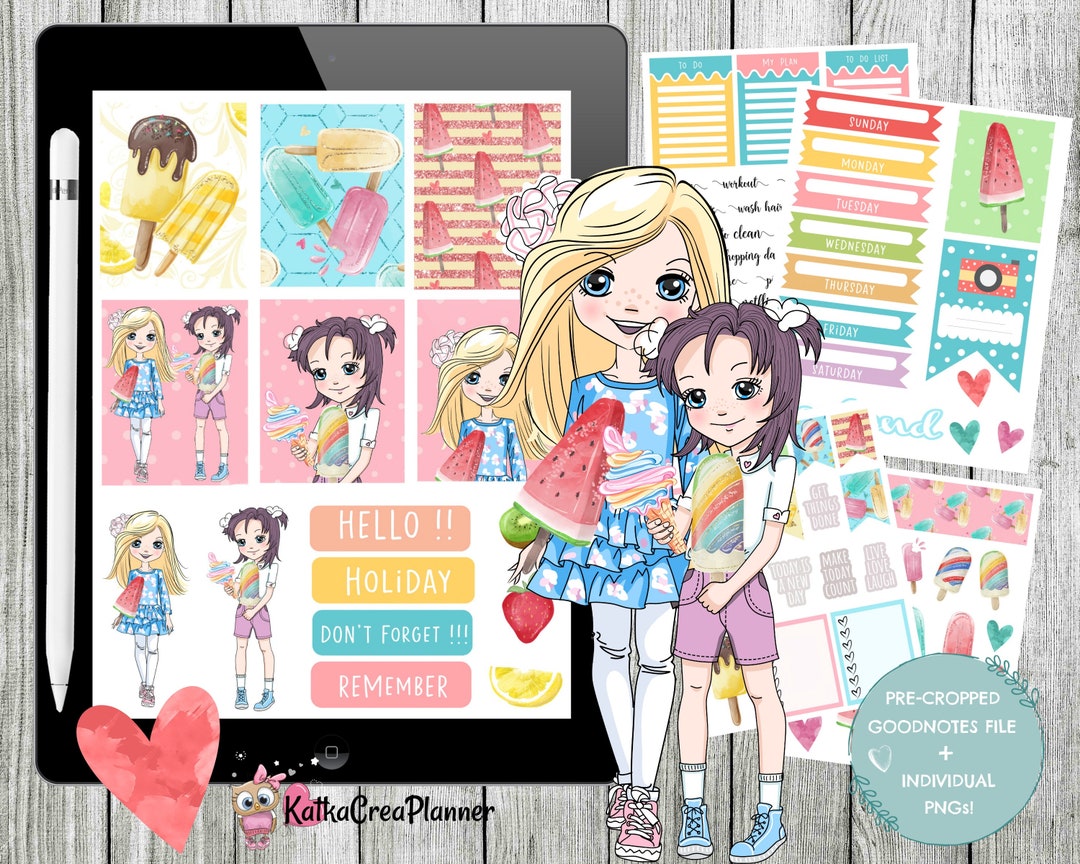 POPSICLE Digital Planner Stickers for Goodnotes/ Ice Cream iPad Sticker ...