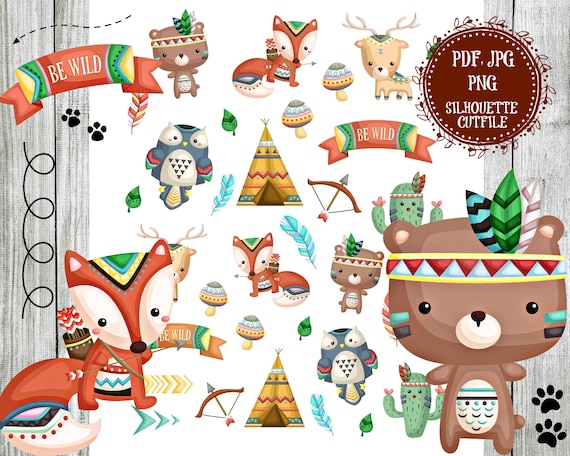 Boho Animals Printable Planner Stickers Fox Owl Tribal - Etsy