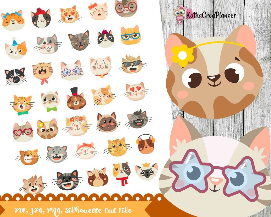 HAPPY CATS Printable Planner Stickers, Filofax, Happy Planner, Erin ...