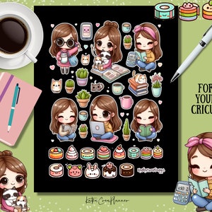 CUTE PLANNER GIRL Printable Stickers/kawaii Cat Stickers/girl ...