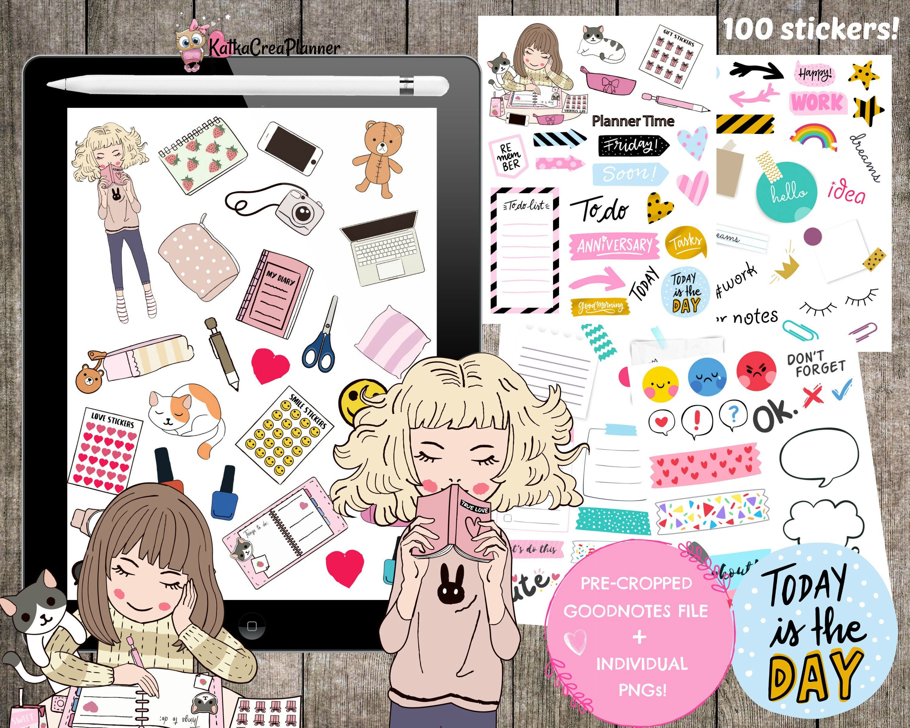 PLANNER GIRL Digital Planner Stickers for Goodnotes/ Ipad | Etsy