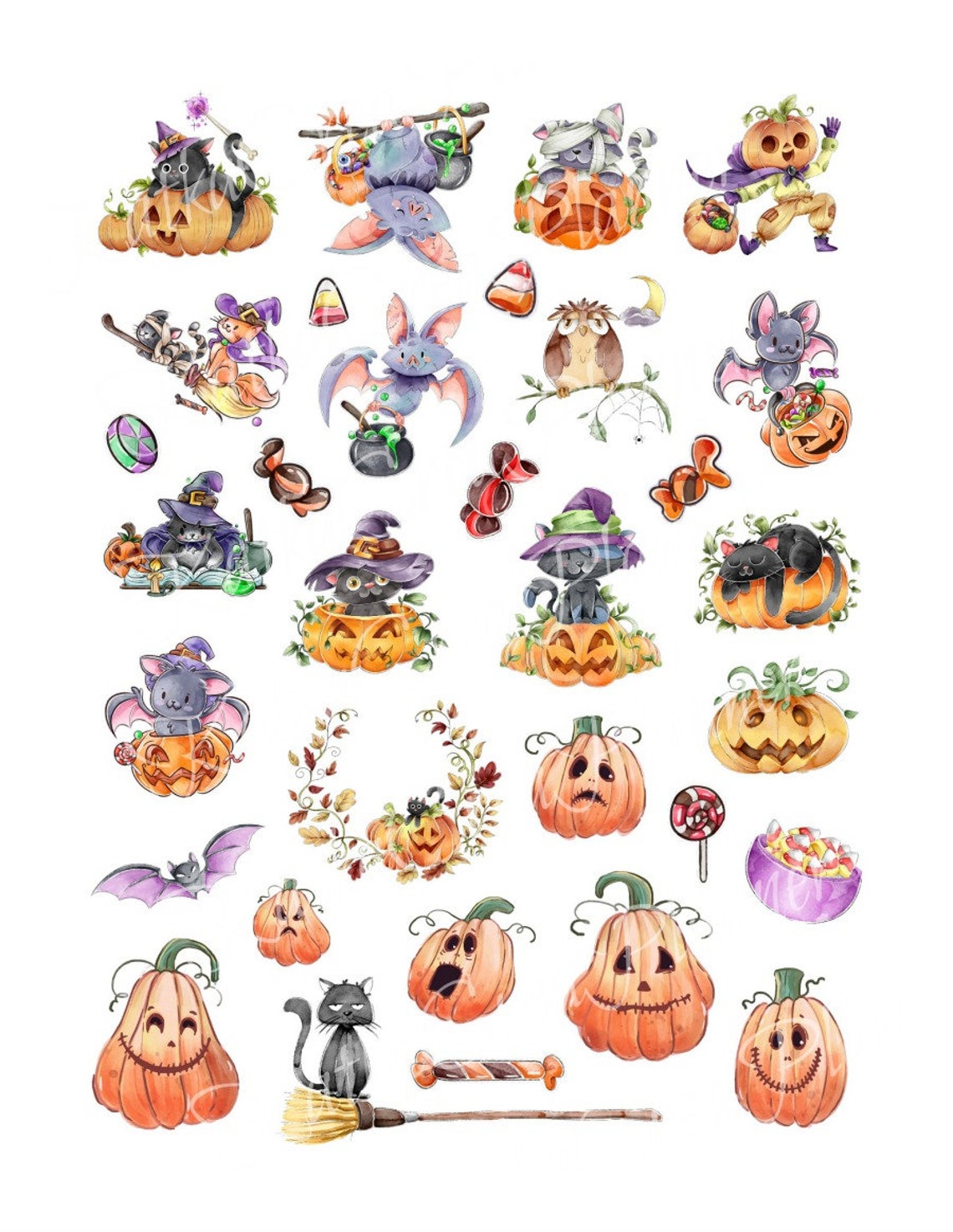Cute Halloween Stickers Printable Planner Stickers Pumpkin - Etsy