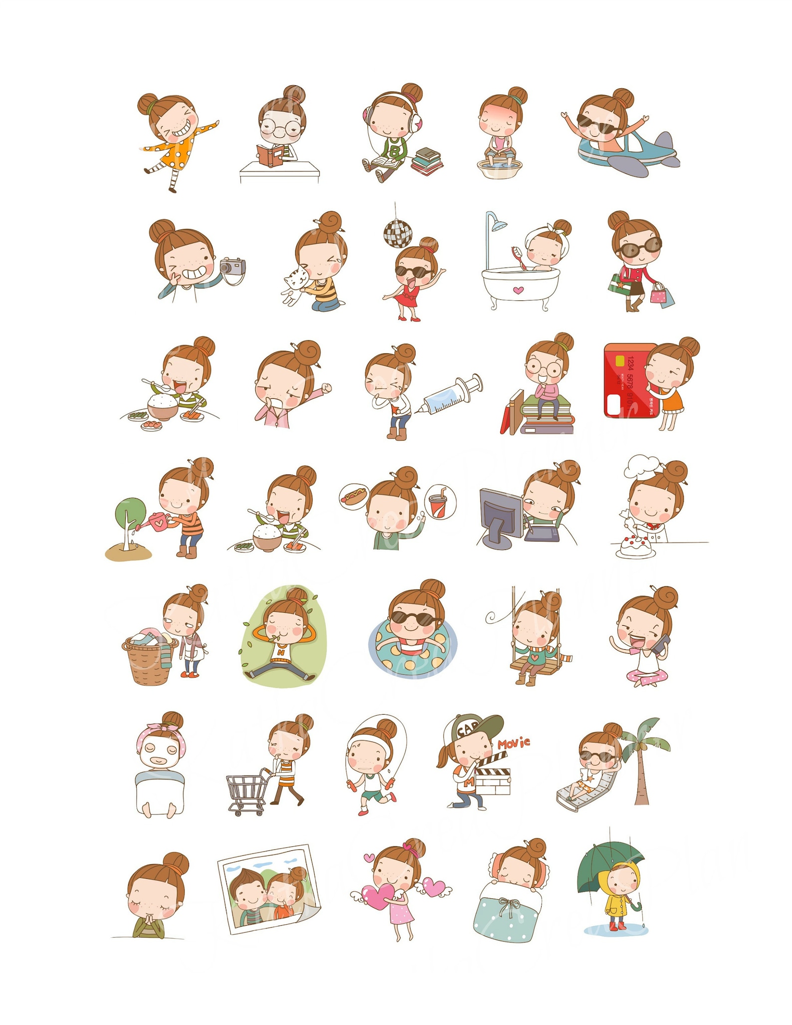 CUTE PLANNER GIRL Printable Stickers/kawaii Girl Stickers/girl - Etsy