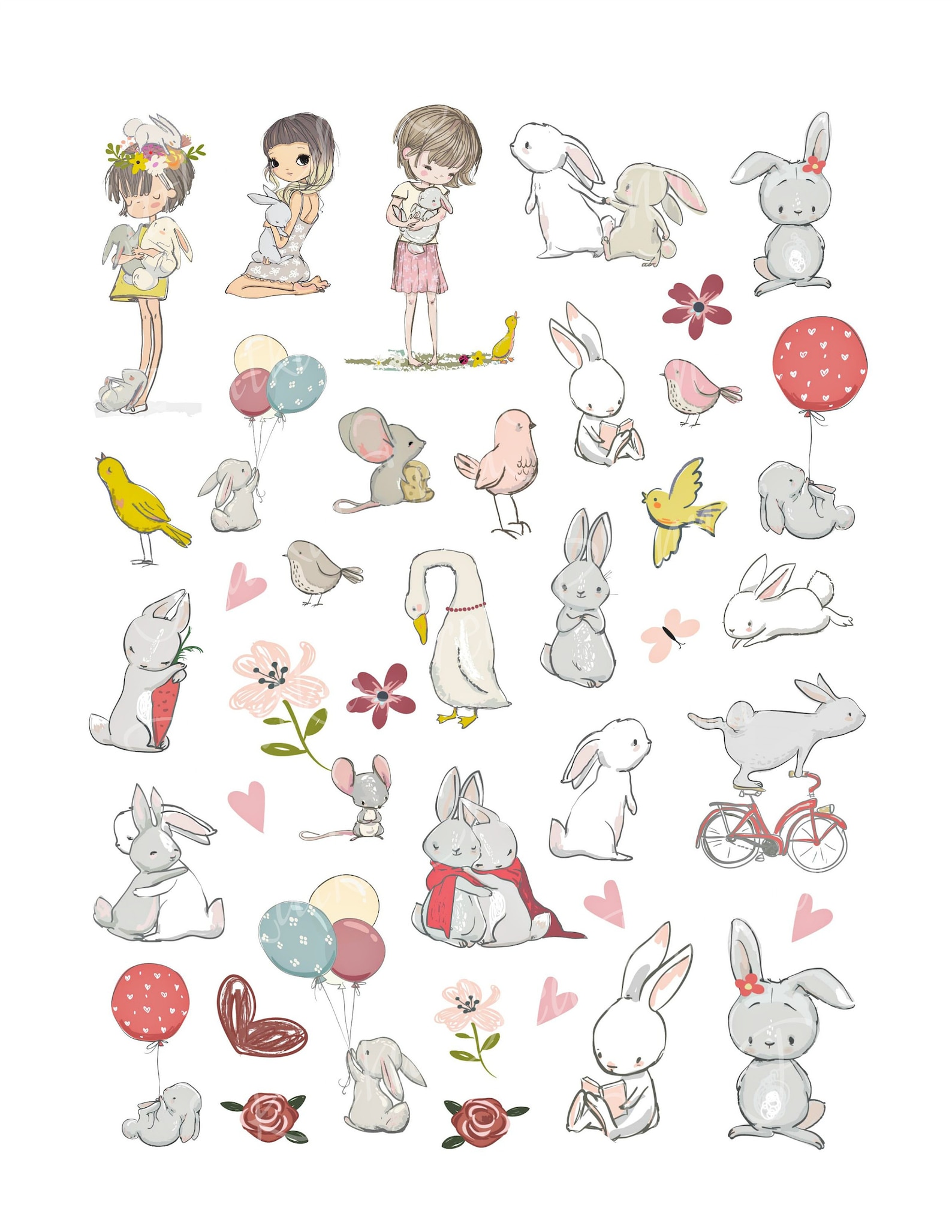 Cute Bunny Printable Stickers Spring Stickers Rabbit | Etsy