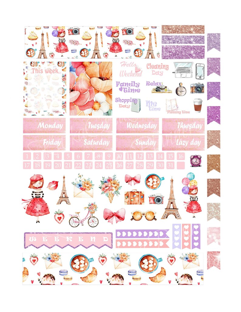 PARIS VACATION Printable Planner Stickers for Erin Condren - Etsy