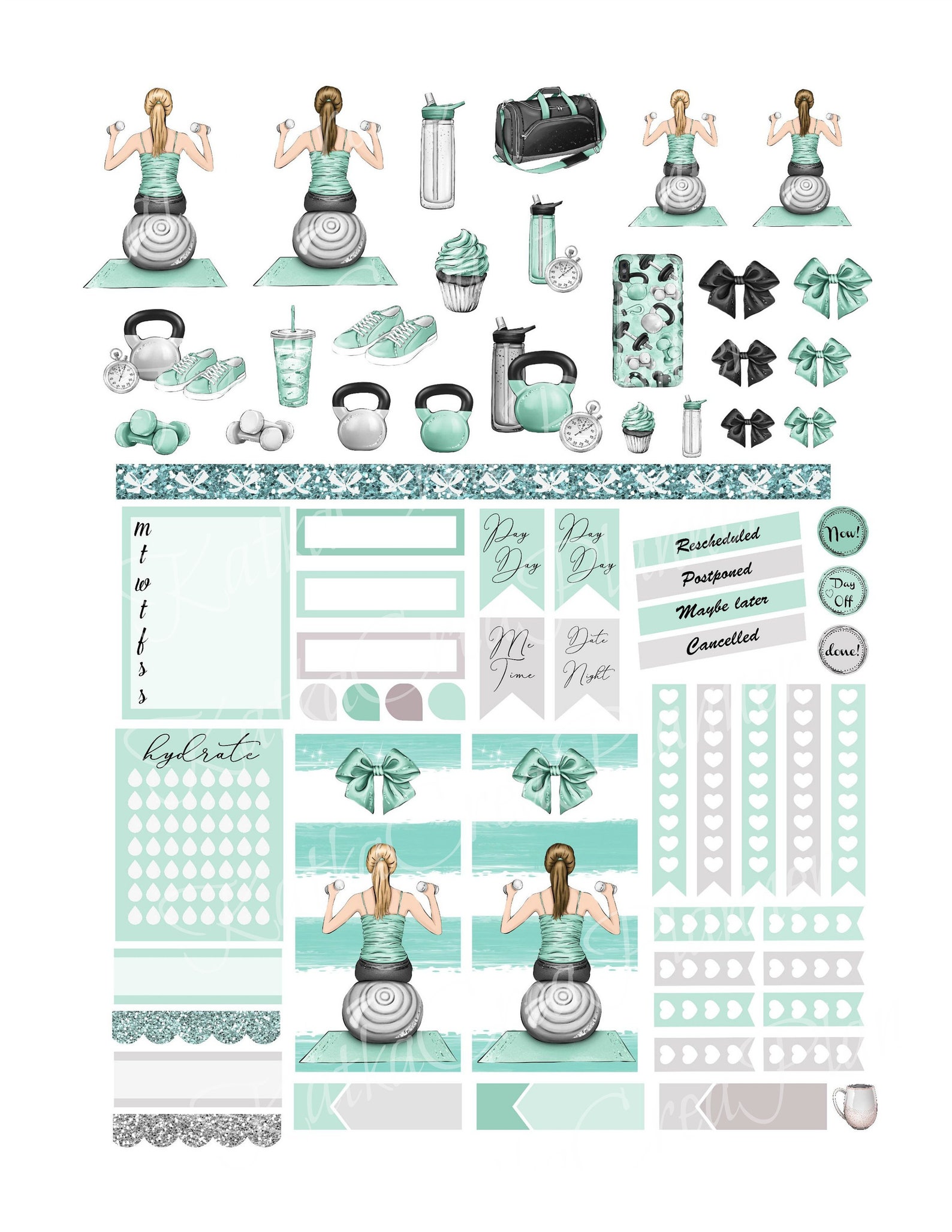 FIT LIFE Printable Planner Stickers for Erin Condren - Etsy