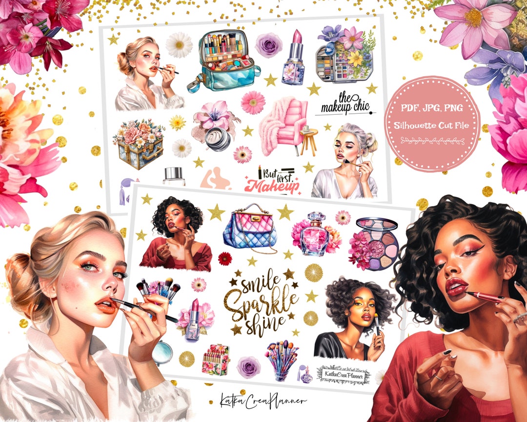 MAKEUP Printable Stickers/fashion Girl Stickers/girl Spa Activities ...