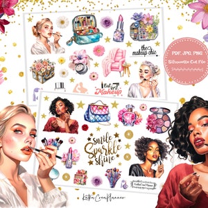 MAKEUP Printable Stickers/fashion Girl Stickers/girl Spa Activities ...