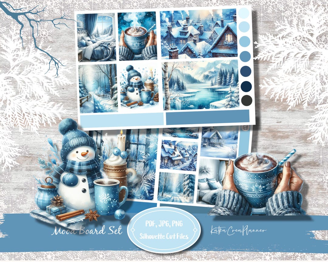SNOWFLAKE Season Printable Watercolor Christmas Moodboard Planner ...