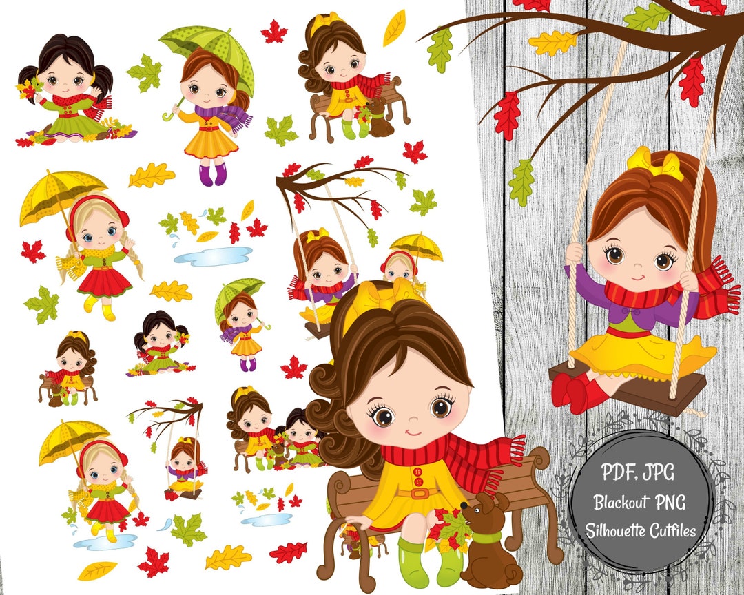 Autumn Girls Stickers, Printable Planner Sticker, Planner Accessories ...