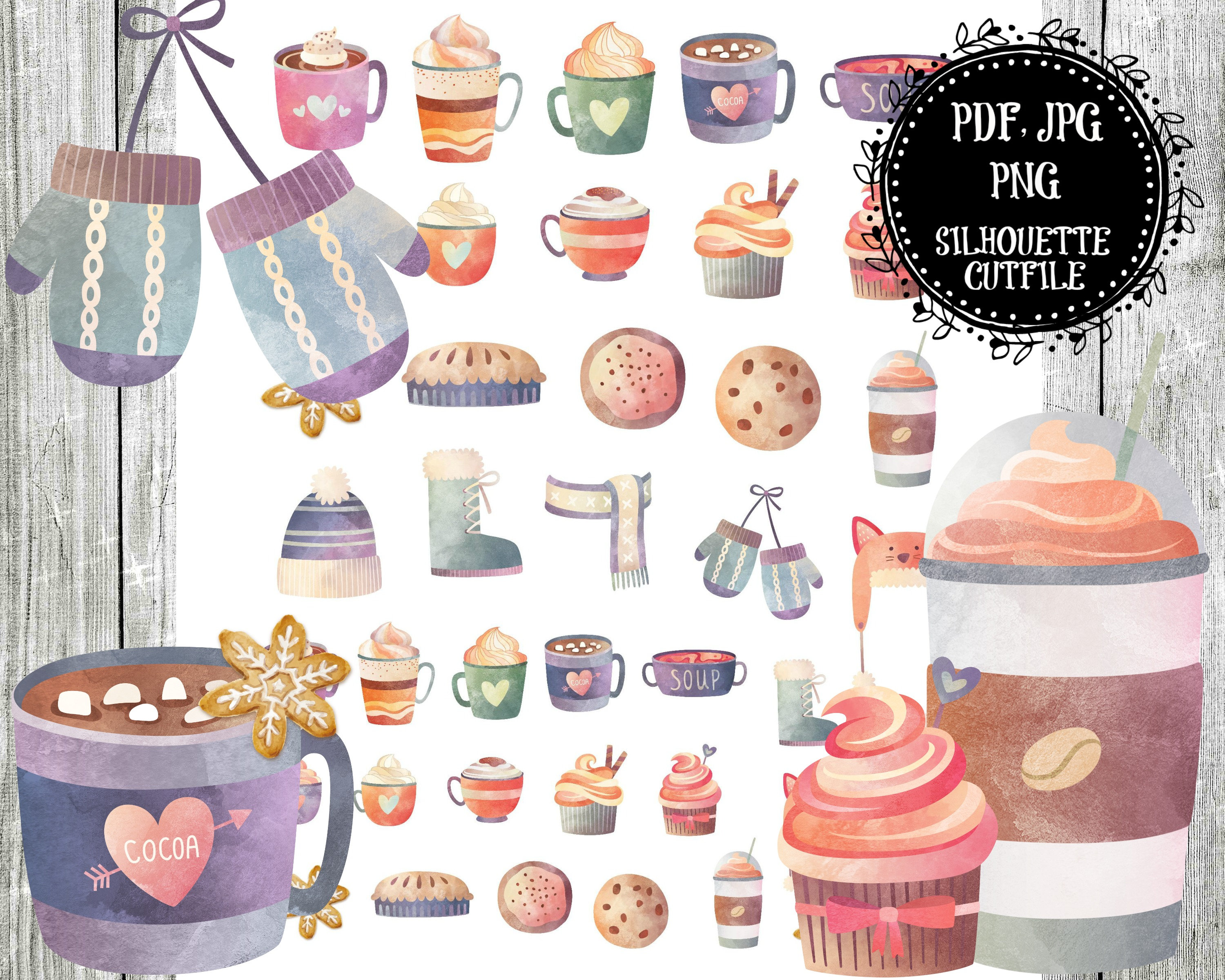 Hot Chocolate Printable Planner Stickers Hot Cocoa Stickers | Etsy