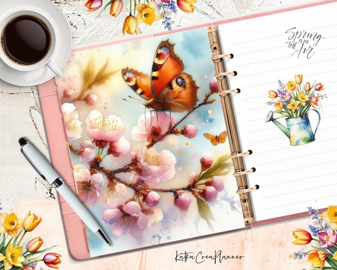 CHERRY BLOSSOM Printable Planner Cover/watercolor Floral Planner ...