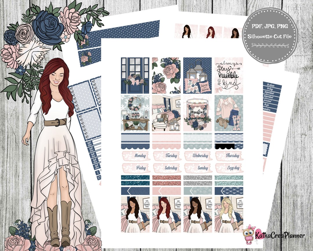 FARMHOUSE Printable Planner Stickers for Erin Condren Planner/country ...