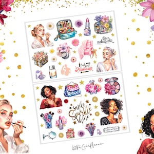 MAKEUP Printable Stickers/fashion Girl Stickers/girl Spa Activities ...