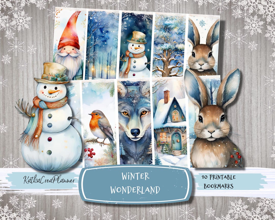 WINTER WONDERLAND Printable Bookmark/christmas Bookmarks/digital ...