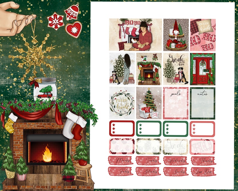 MERRY AND BRIGHT Printable Planner Stickers/christmas Weekly | Etsy
