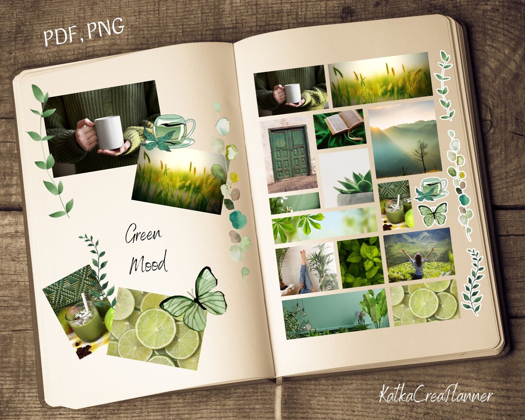 GREEN MOOD Printable Photo Collage Sticker Sheet/bullet Journal ...
