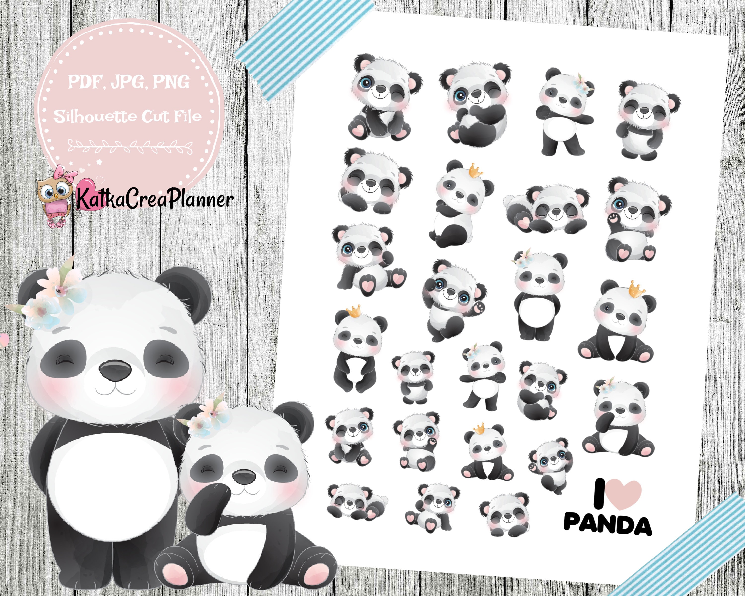 Cute Panda Printable Stickers Printable Planner Stickers - Etsy