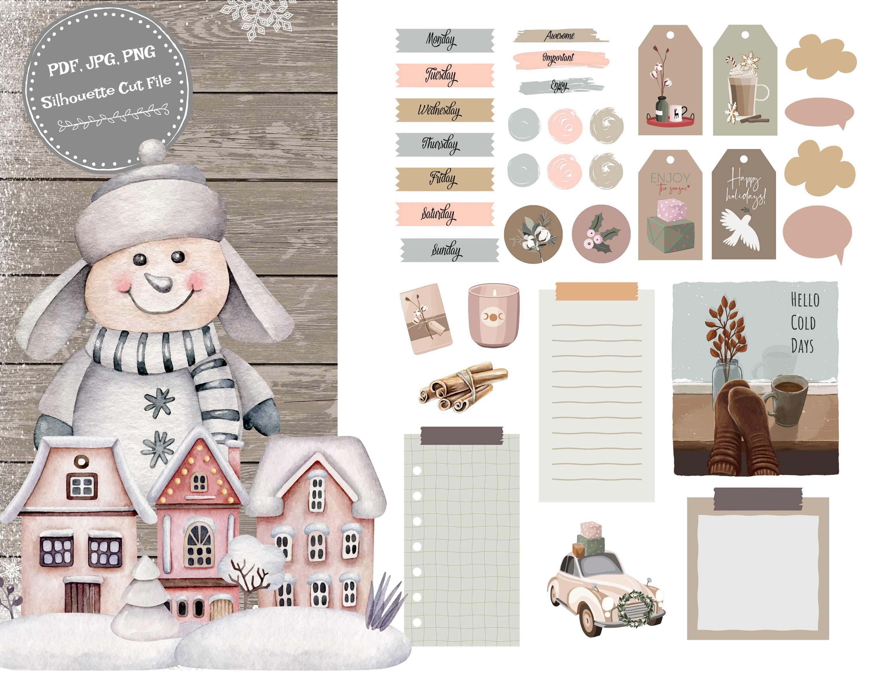 HELLO WINTER Planner Stickers/printable Bullet Journal & - Etsy