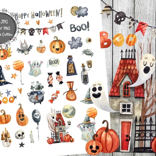 Cute Halloween Stickers Printable Planner Stickers Pumpkin | Etsy