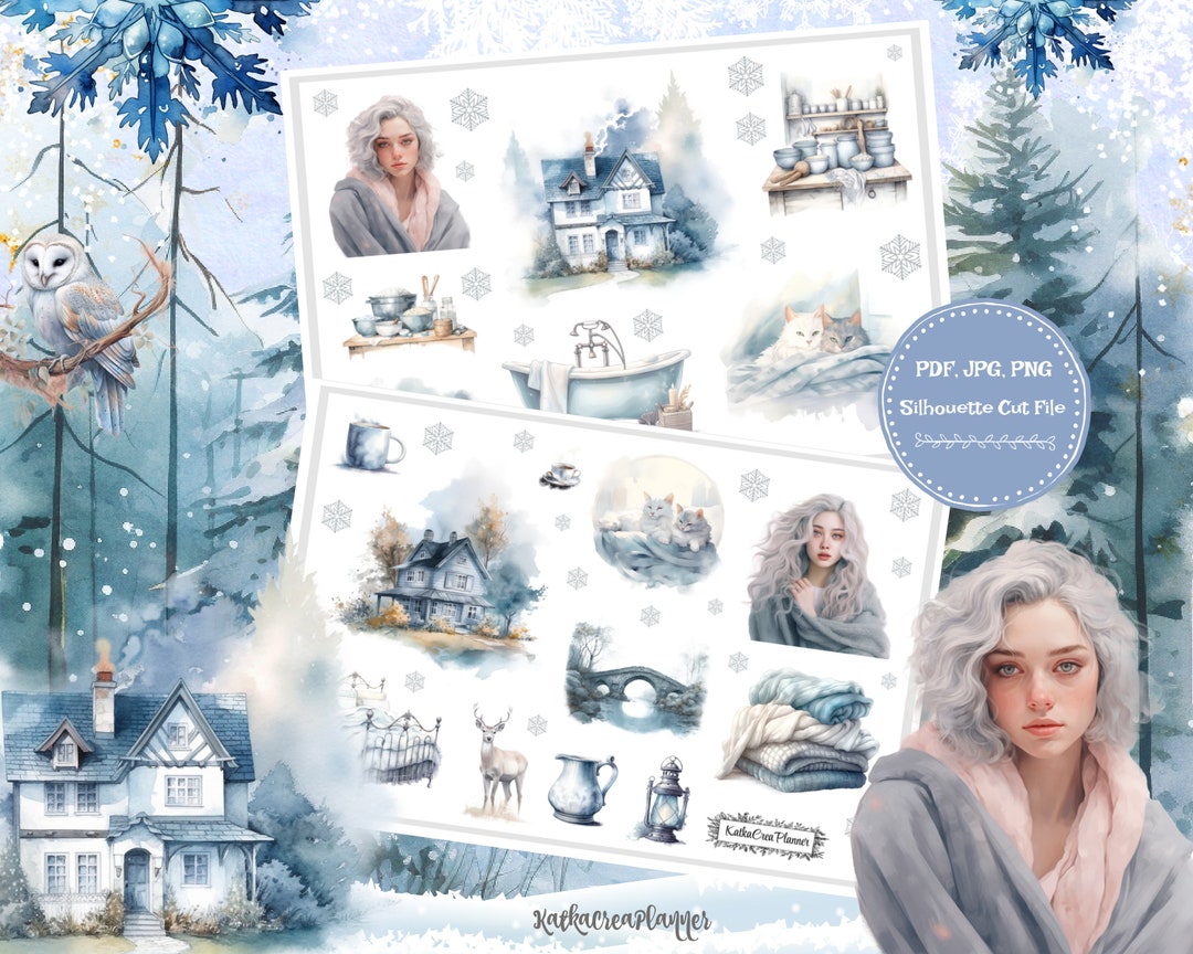 FOGGY COTTAGE Printable Deco Stickers/winter Scrapbook Stickers ...