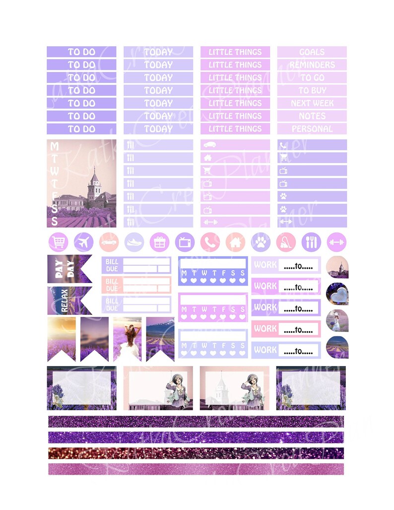 Lavender Planner Stickers Flower Stickers Planner Stickers - Etsy