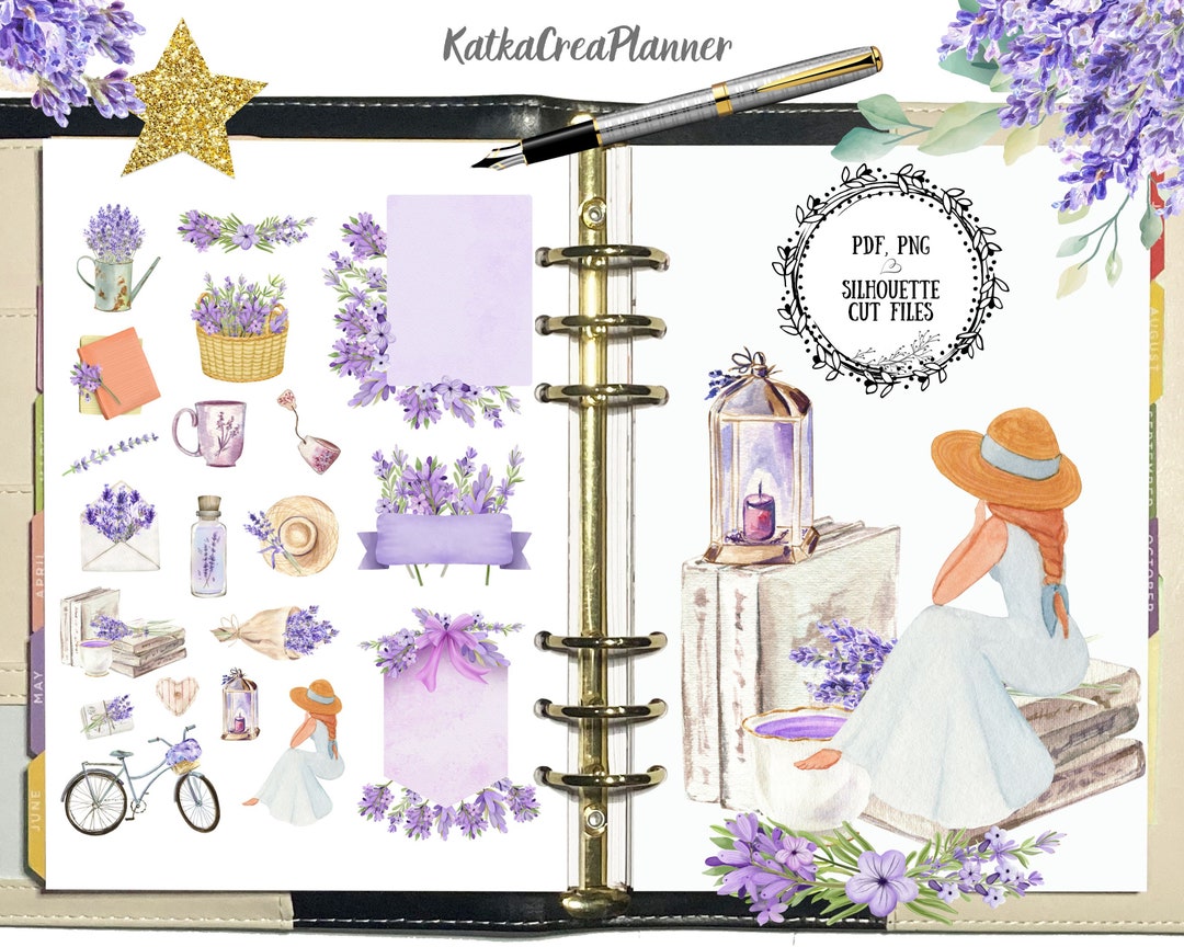 LAVENDER GARDEN Printable Planner Stickers/watercolor Stickers/bullet ...