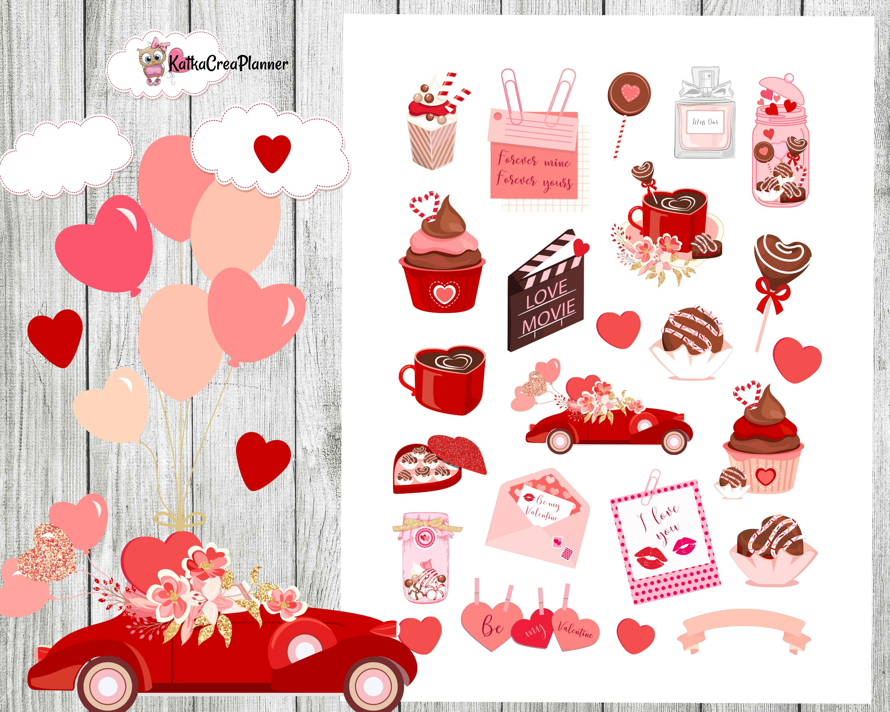 VALENTINE SWEETS Printable Stickers/Love Scrapbook | Etsy