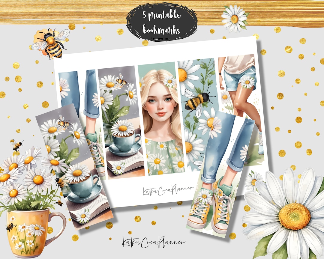 DAISY Printable Bookmark/watercolor Bookmarks/digital Bookmark/book ...