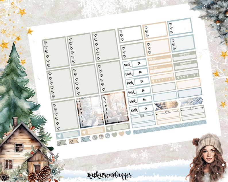 Cozy Winter Watercolor Planner Stickers: Erin Condren Weekly Kit ...
