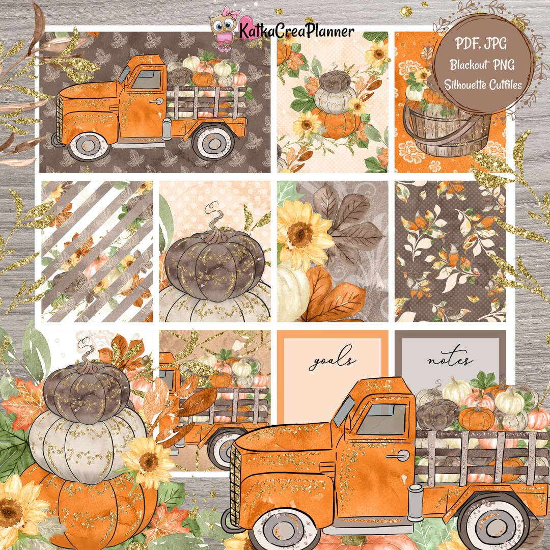 PUMPKIN TRUCK Printable Planner Stickers for Erin Condren Planner ...