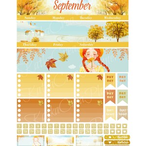 Printable September Monthly View Stickers, Planner Stickers for Erin ...