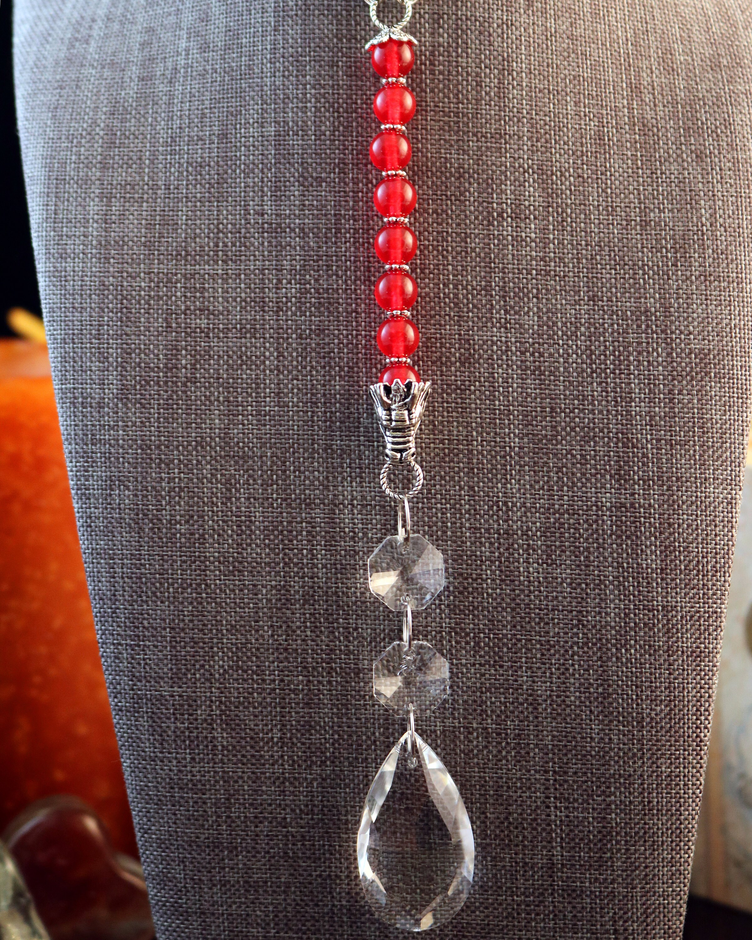 Red Jade Dragon and Crystal Fire Car or Home Hanging Charm | Etsy Canada