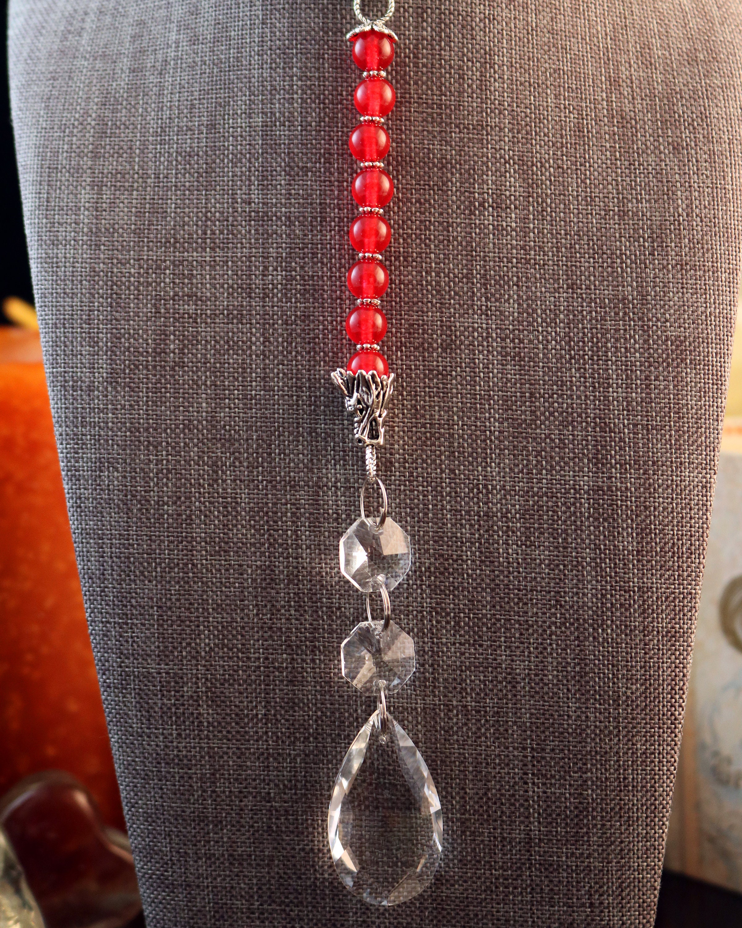 Red Jade Dragon and Crystal Fire Car or Home Hanging Charm | Etsy Canada
