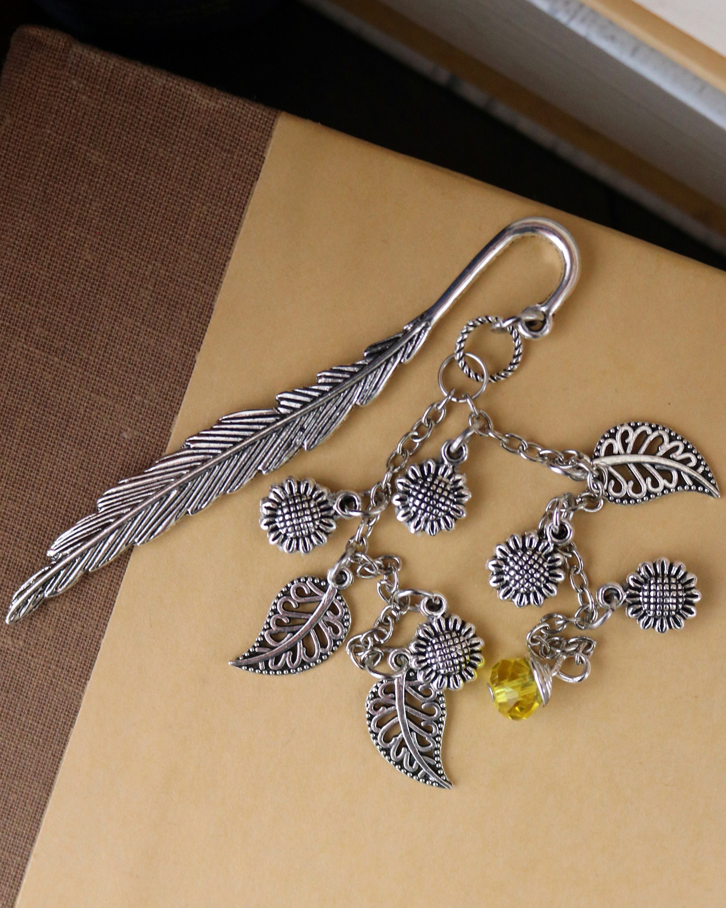 Field of Sunflowers Silver Finish Feather Bookmark With - Etsy Canada