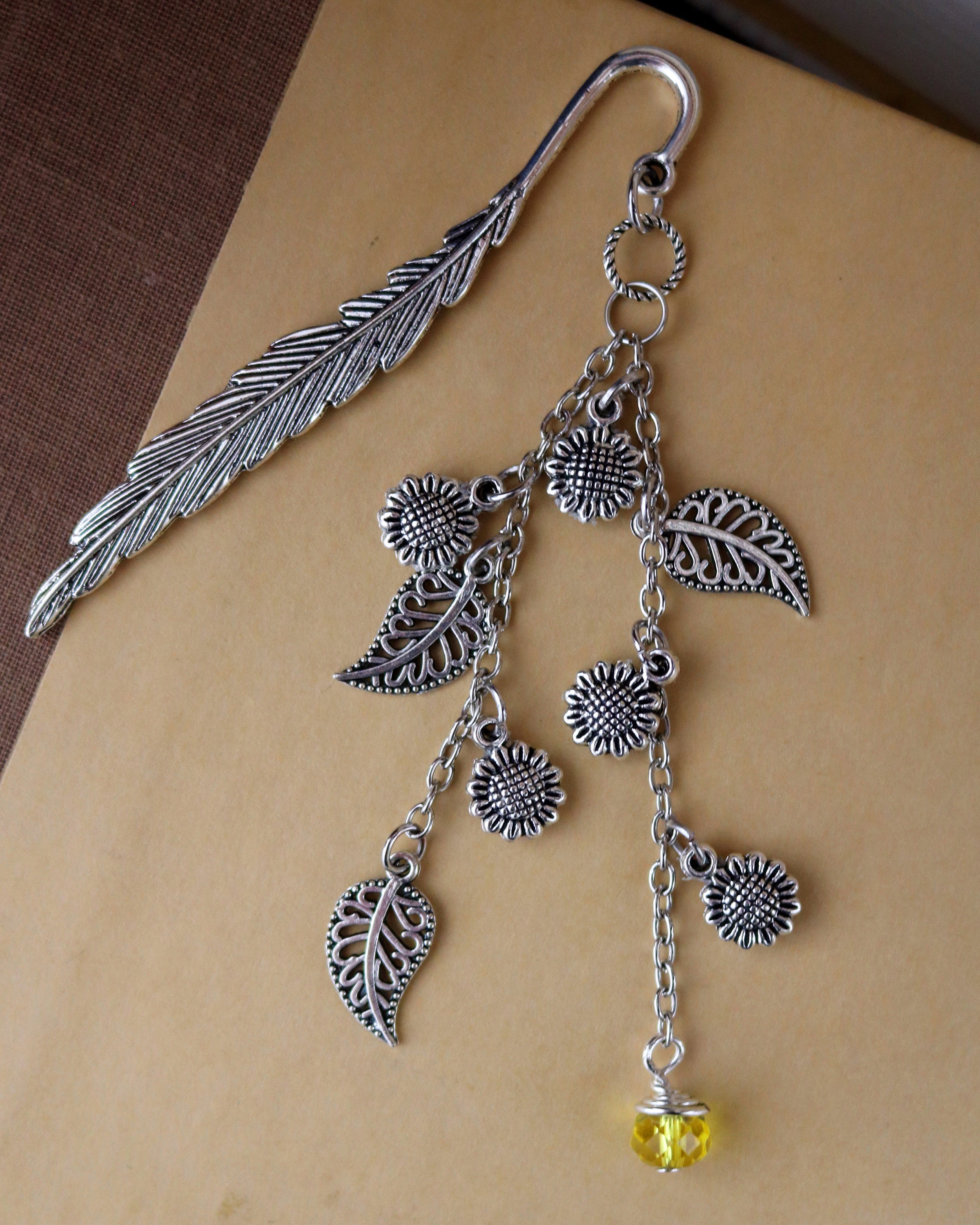 Field of Sunflowers Silver Finish Feather Bookmark With - Etsy Canada