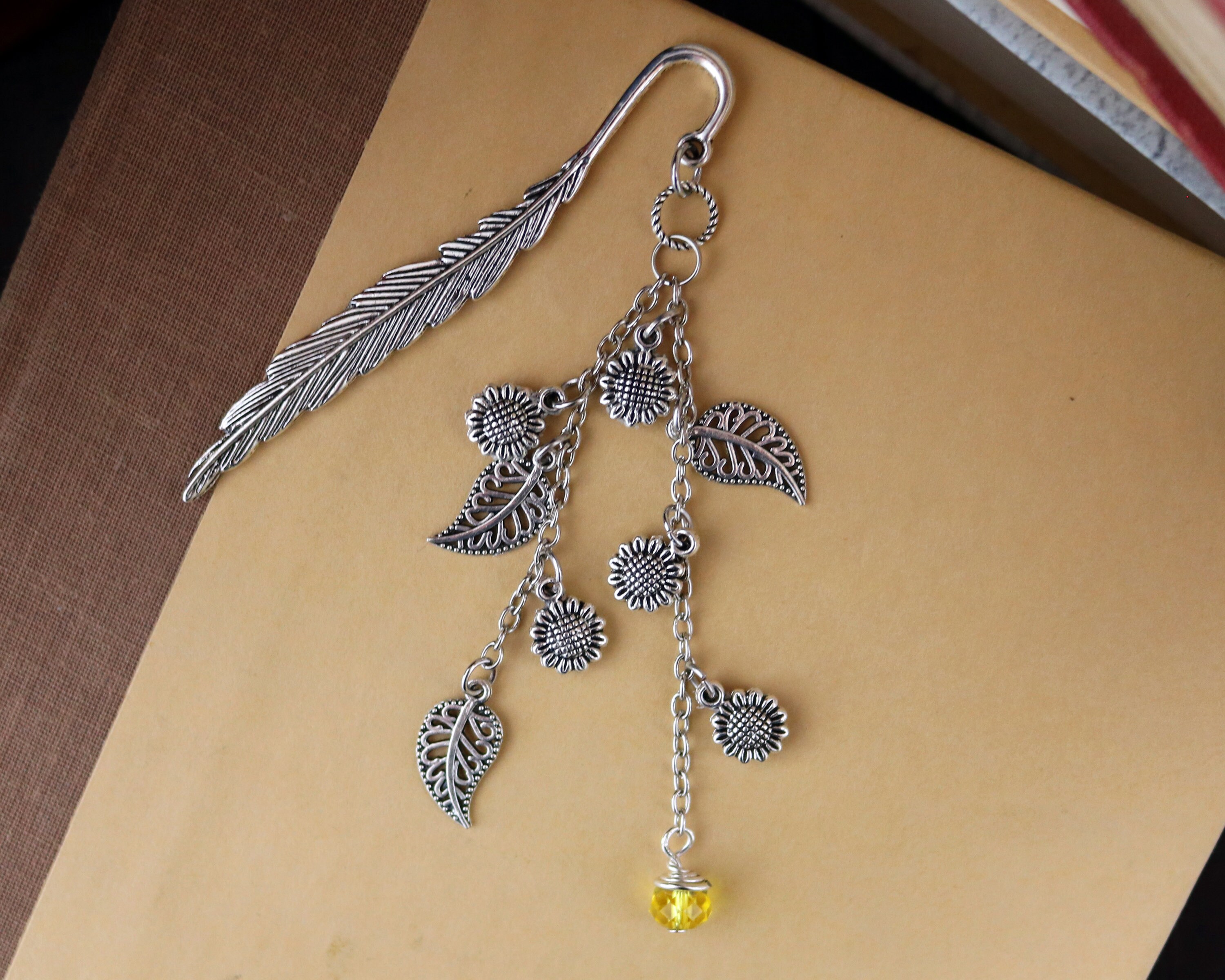 Field of Sunflowers Silver Finish Feather Bookmark With - Etsy Canada