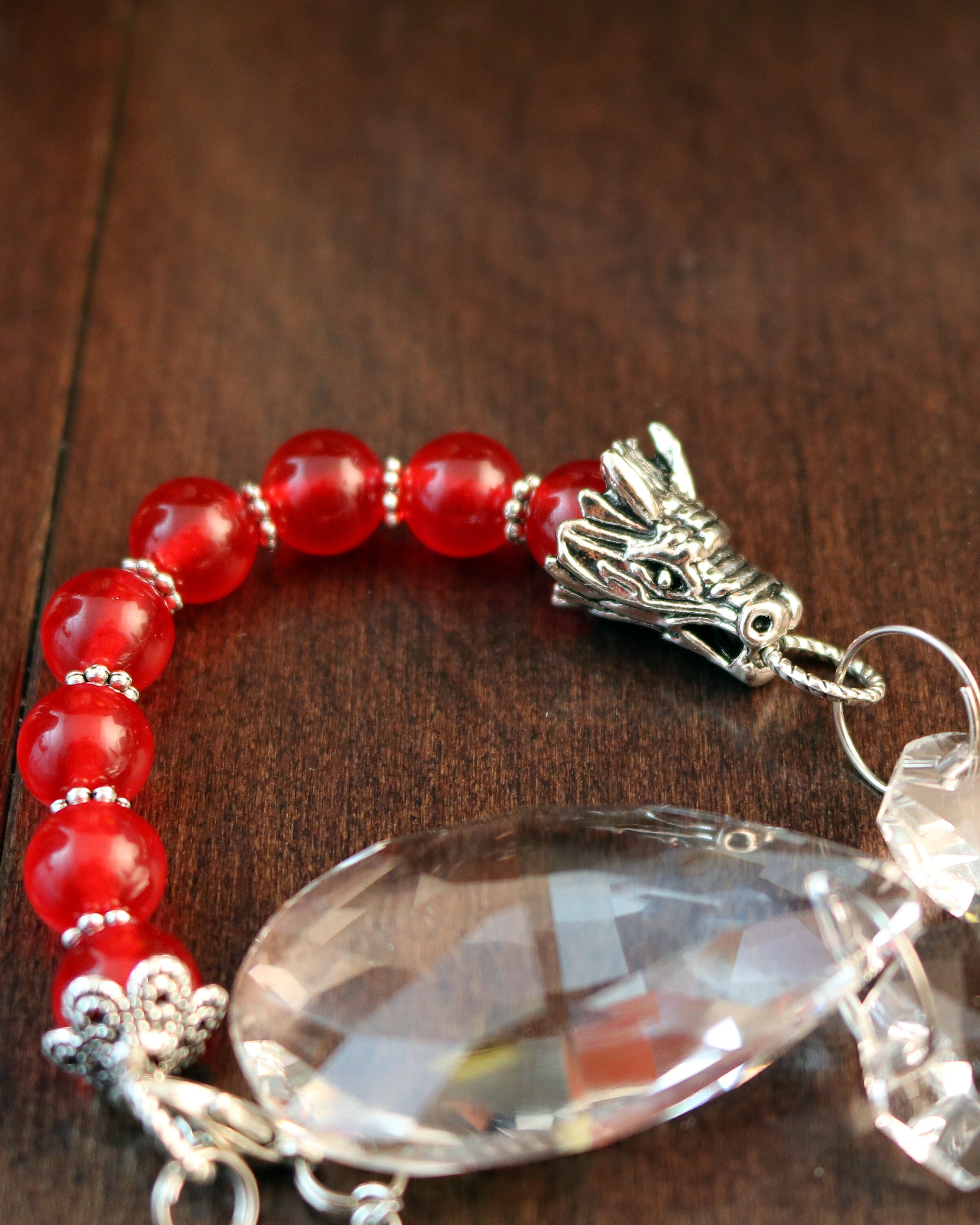 Red Jade Dragon and Crystal Fire Car or Home Hanging Charm | Etsy Canada
