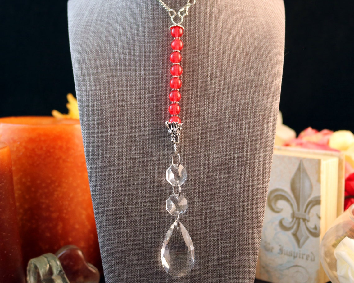 Red Jade Dragon and Crystal Fire Car or Home Hanging Charm | Etsy Canada