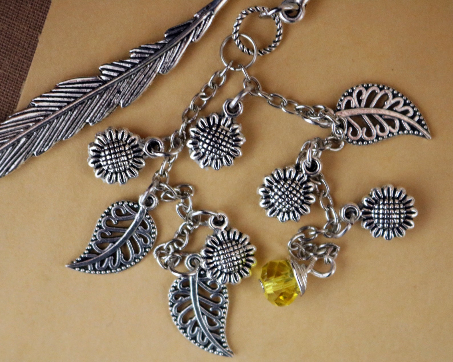 Field of Sunflowers Silver Finish Feather Bookmark With - Etsy Canada