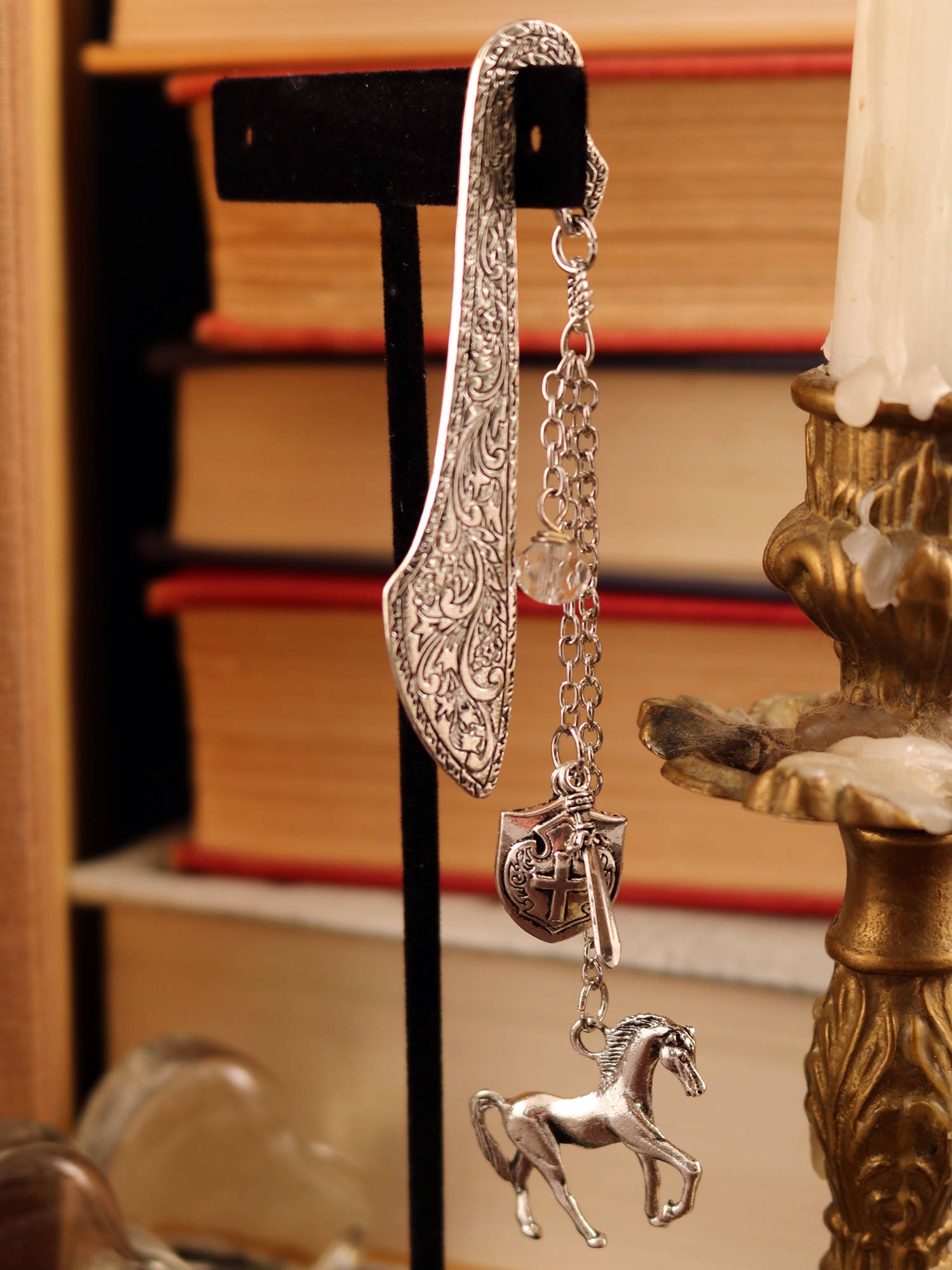 Ornate Antique Silver Finish Bookmark A Knight's Horse | Etsy