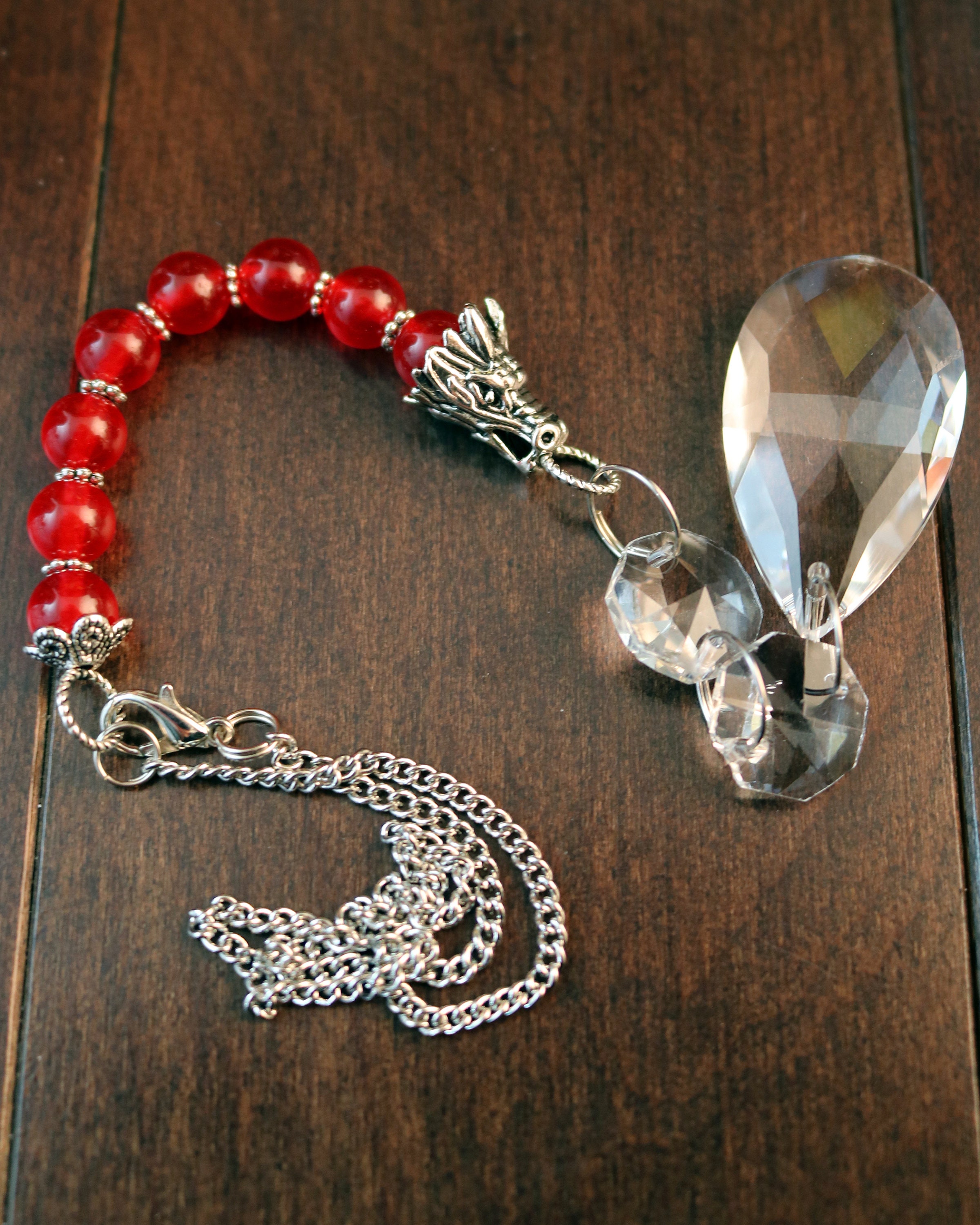 Red Jade Dragon and Crystal Fire Car or Home Hanging Charm | Etsy Canada