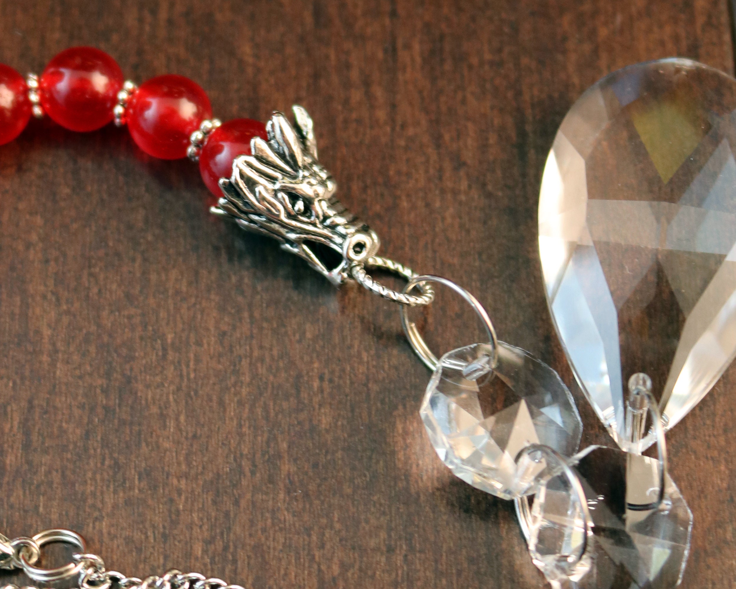 Red Jade Dragon and Crystal Fire Car or Home Hanging Charm | Etsy Canada